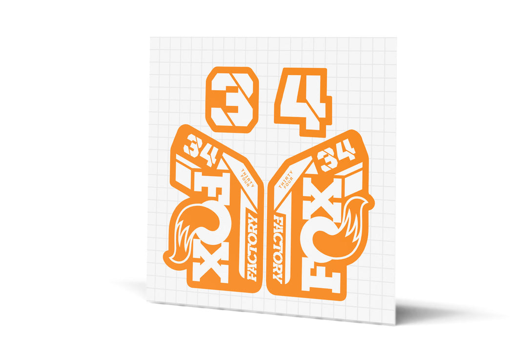 Fox Racing Shox 34 Factory Gloss Decals - Orange Lowers - Fanatik Bike Co.