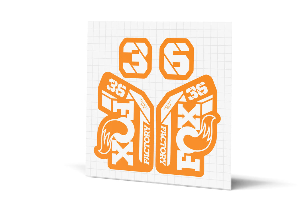 Fox Racing Shox 36 Factory Gloss Decals - Orange Lowers - Fanatik Bike Co.
