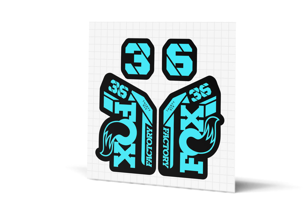 Fox Racing Shox 36 Factory Gloss Decals - Black Lowers - Fanatik Bike Co.