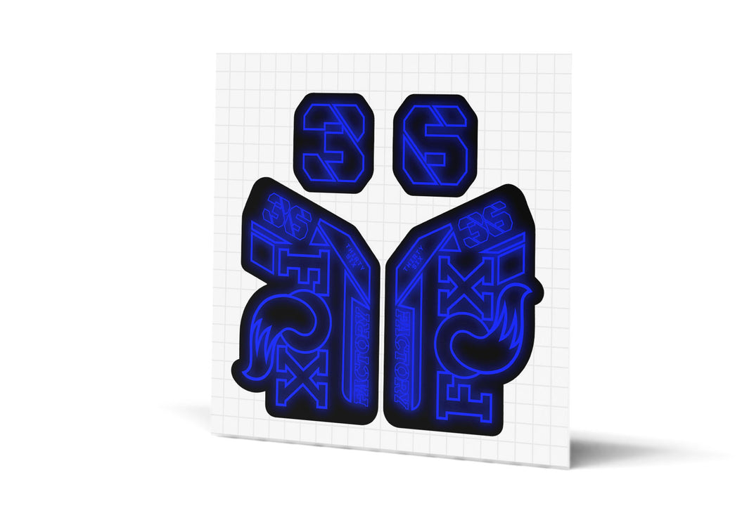 Fox Racing Shox 36 Factory Gloss Decals - Black Lowers - Fanatik Bike Co.