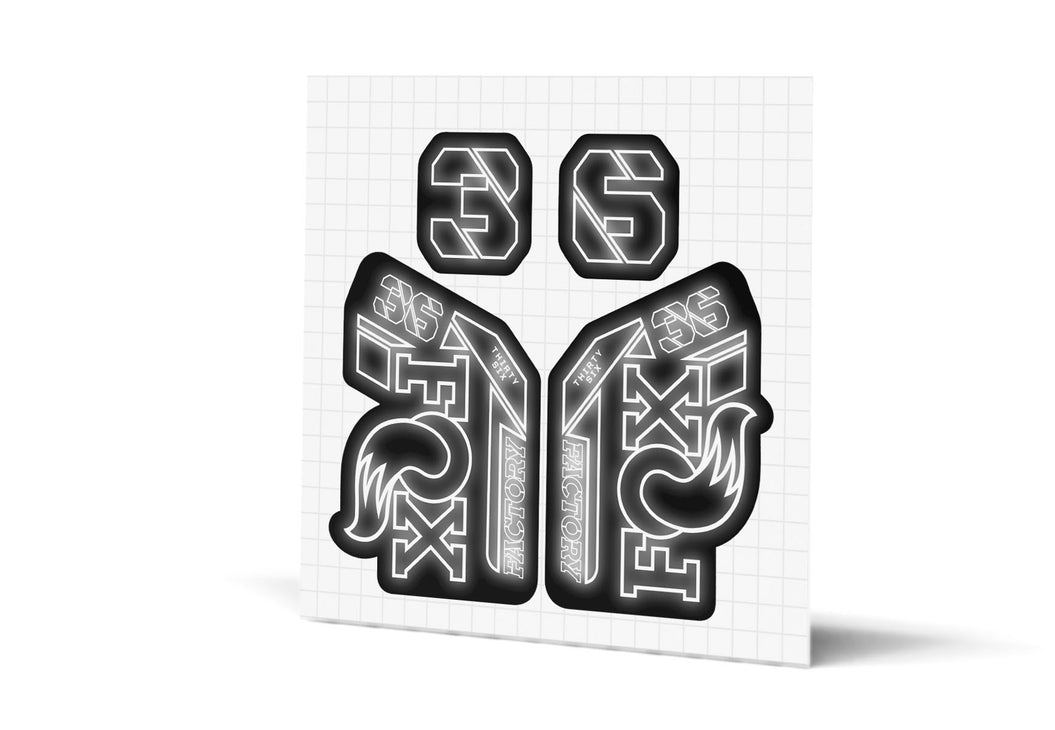 Fox Racing Shox 36 Factory Gloss Decals - Black Lowers - Fanatik Bike Co.