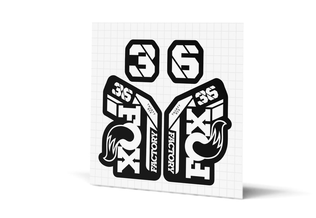 Fox Racing Shox 36 Factory Gloss Decals - Black Lowers - Fanatik Bike Co.