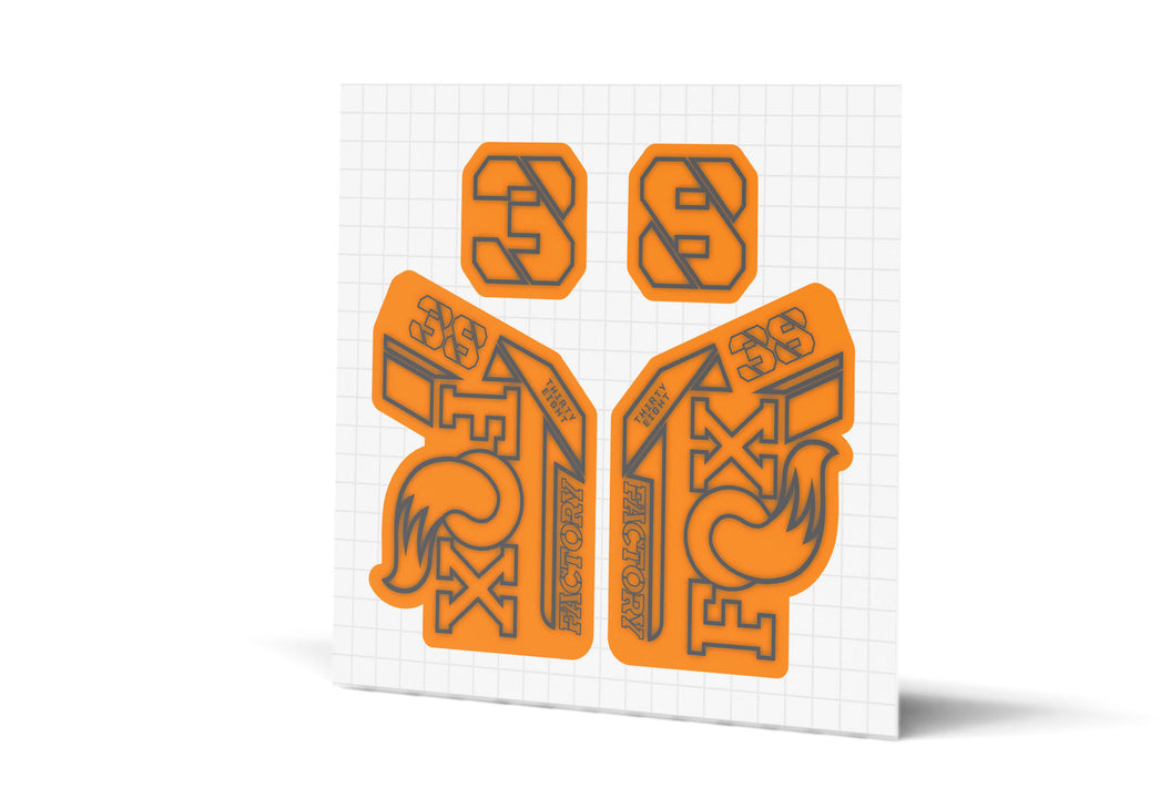 Fox Racing Shox 38 Factory Gloss Decals - Orange Lowers - Fanatik Bike Co.