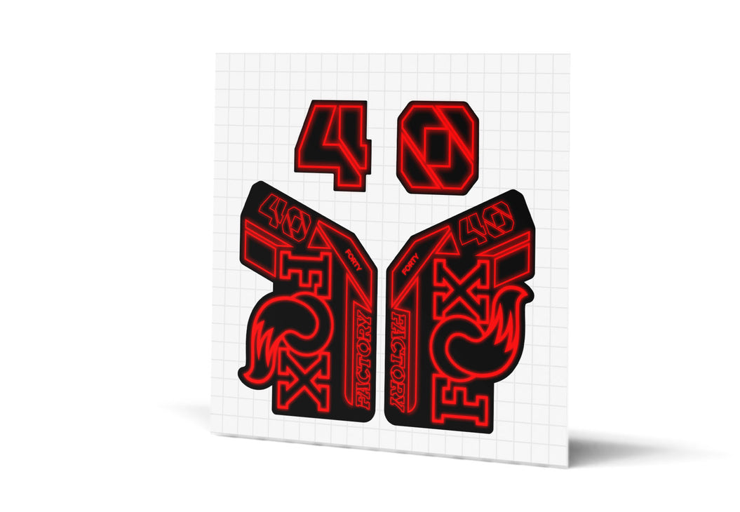 Fox Racing Shox 40 Factory Gloss Decals - Black Lowers - Fanatik Bike Co.